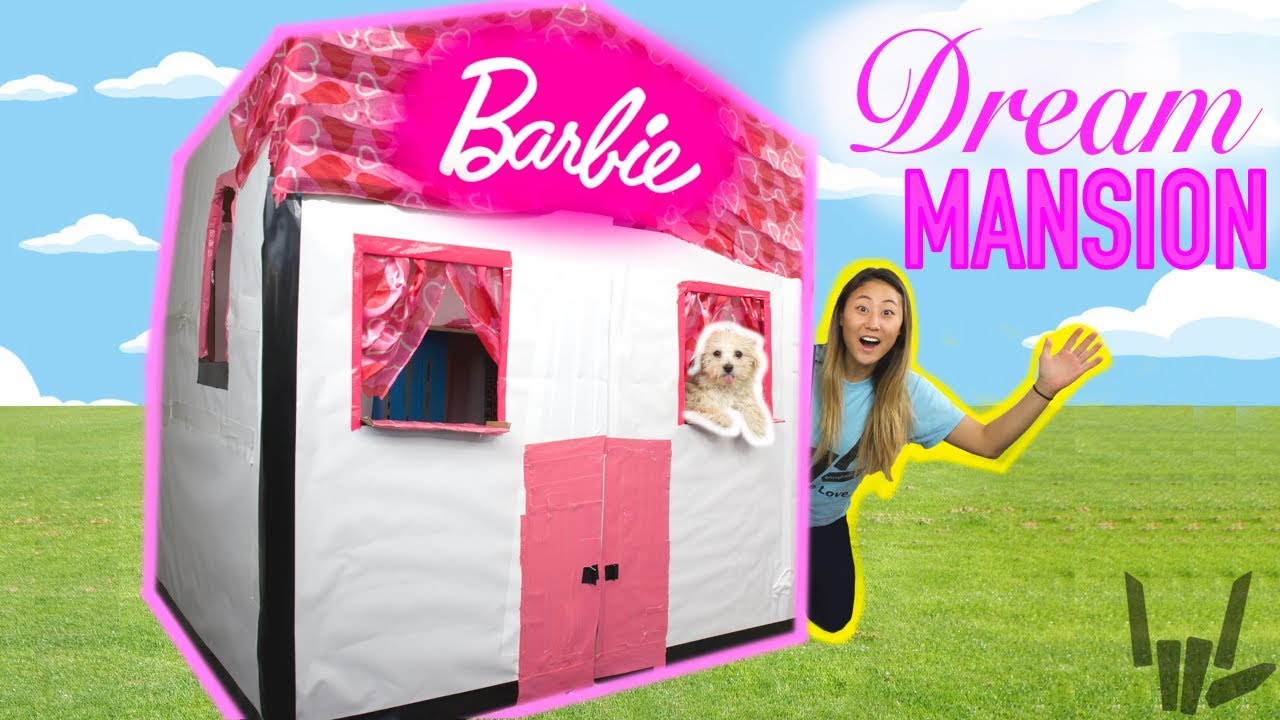 DIY LIFE SIZE BARBIE BOX FORT DREAM HOUSE!! Learn How to Make a ...