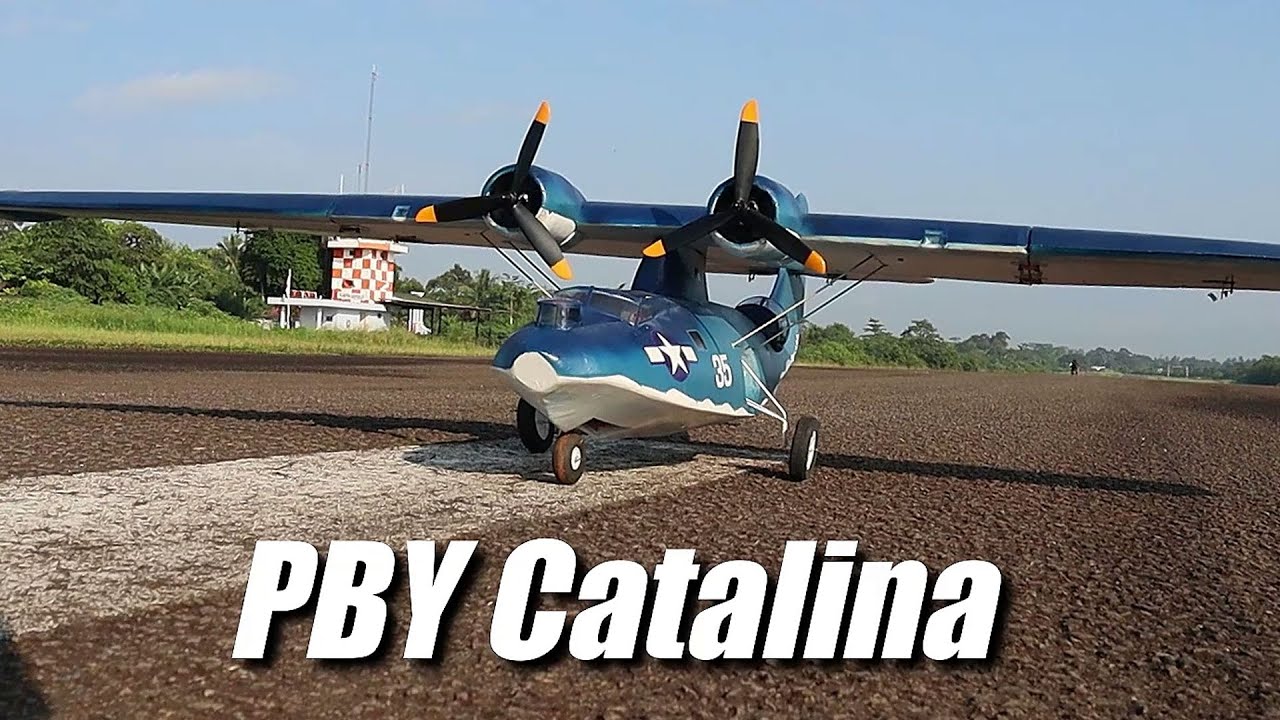 Big Size PBY Catalina RC Model Maiden Flight Almost Crash 3 Times!!
