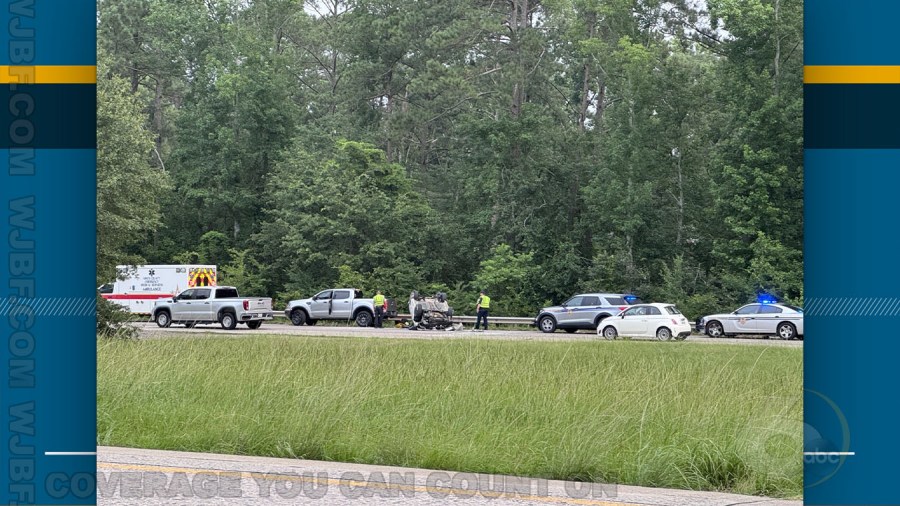 One lane closed on I-20, mile maker 2 in SC for rollover crash