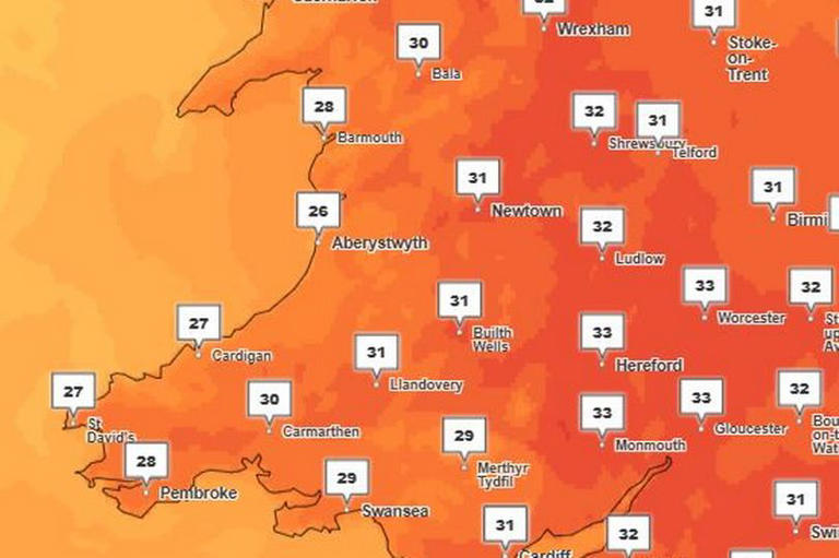Met Office weather maps show the places in Wales where temperatures ...