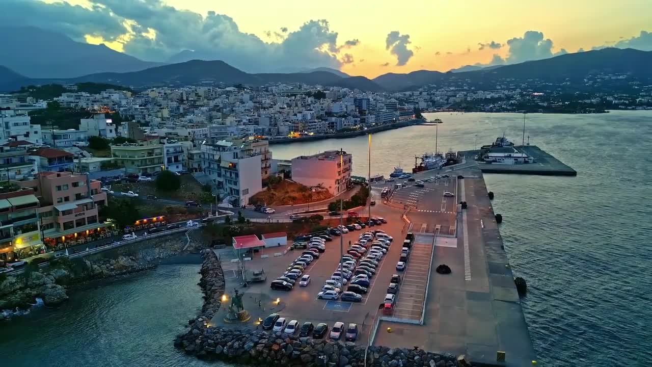 Agios Nikolaos Unveiled: Stunning Drone Journey Above Crete