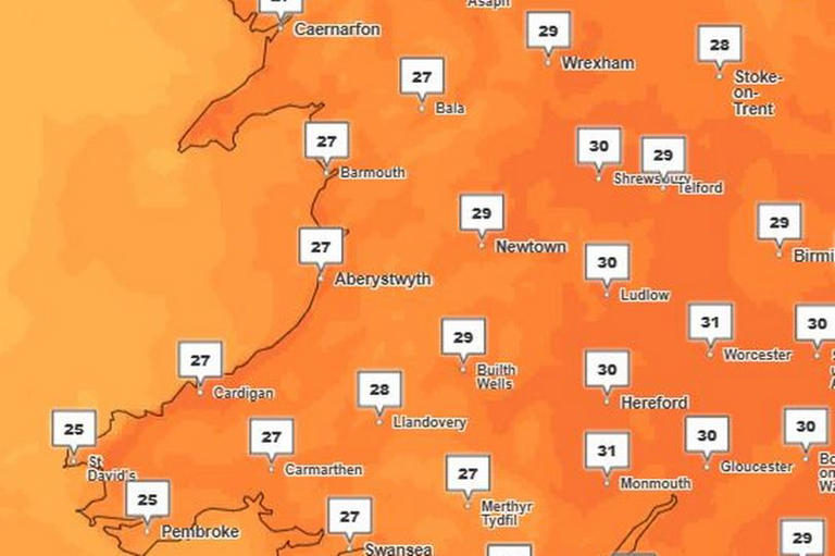 Met Office weather maps show the places in Wales where temperatures ...