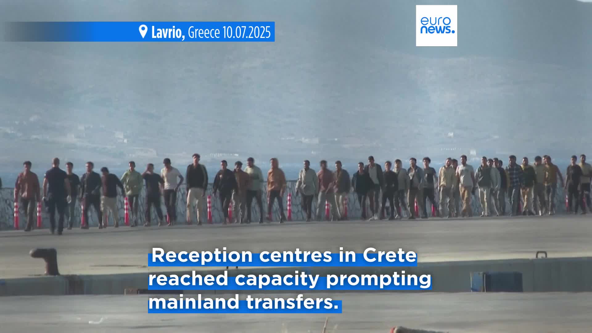 Hundreds of migrants moved from Crete to Greek mainland as arrivals from Libya surge