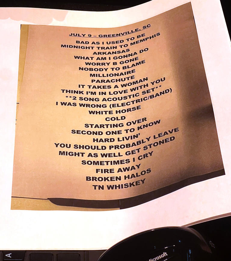 What songs did Chris Stapleton play July 9 in Greenville? Nikki Lane ...