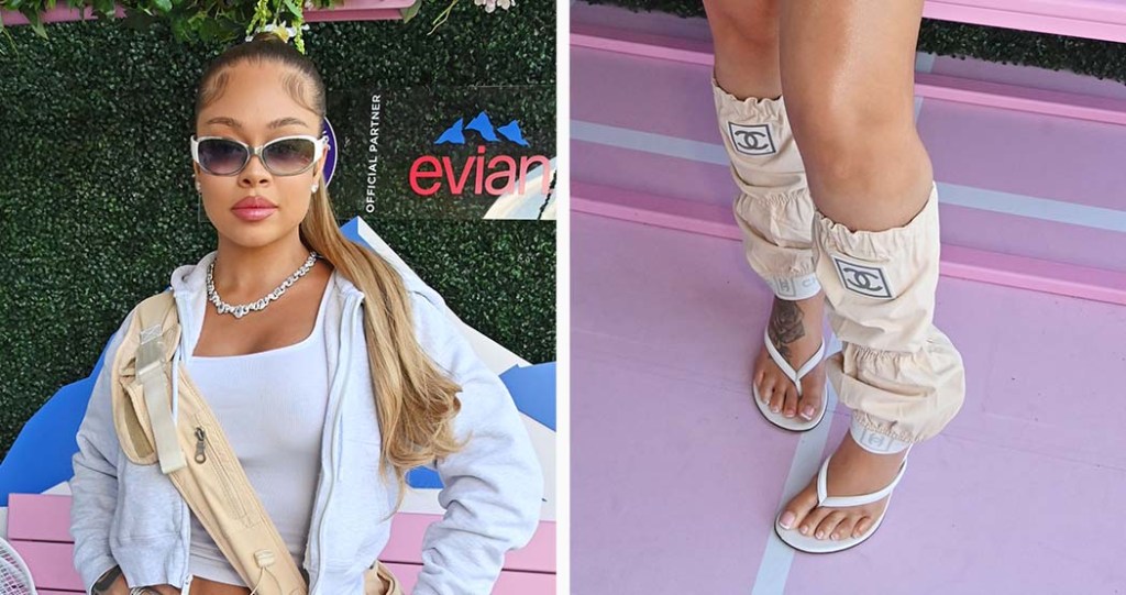 Latto Leans Into Logo-forward Styling in Chanel Gaiters and White Flip ...