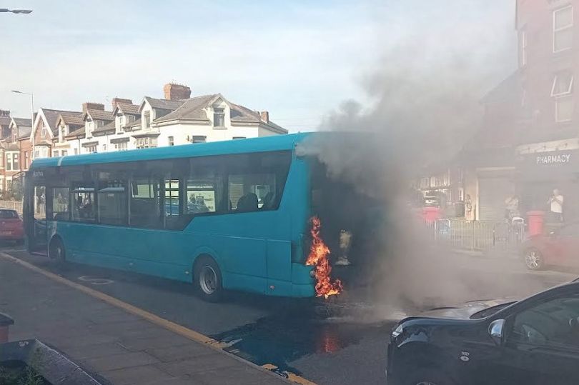 Arriva bus bursts into flames on main road