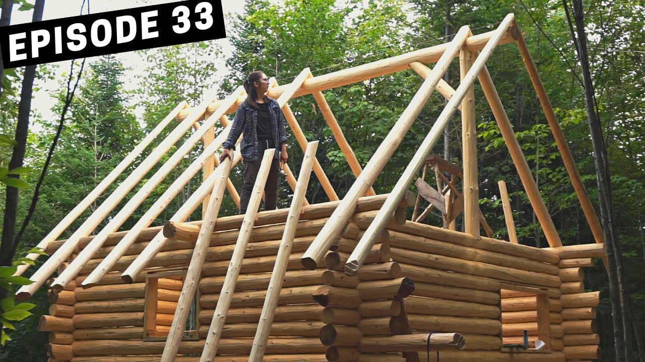 Building A Log Cabin | Ep. 33 | Rafters are FINISHED! We installed 16 ...