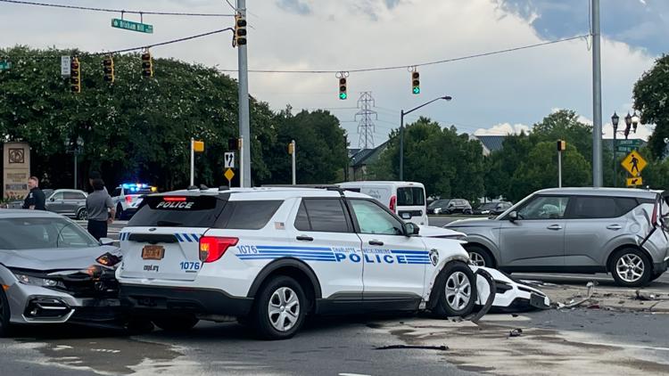 Cmpd officers injured in south Charlotte crash