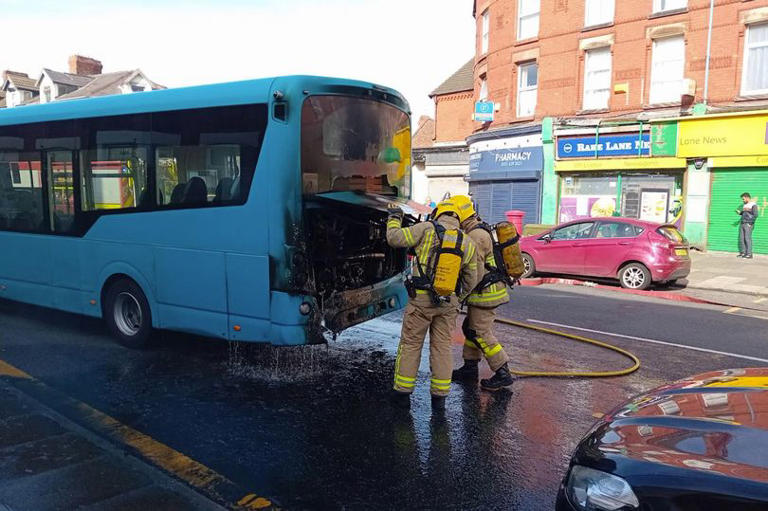 Arriva bus bursts into flames on main road