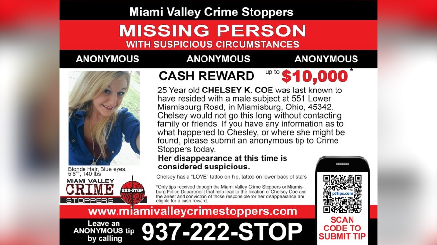 $10K reward offered in the disappearance of Chelsey Coe