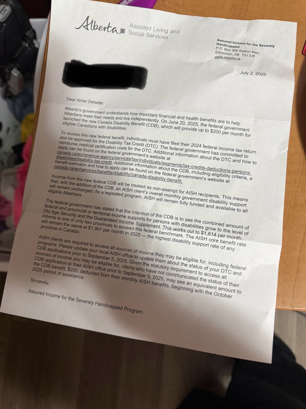 Alberta government sets deadline for AISH recipients to apply for CDB