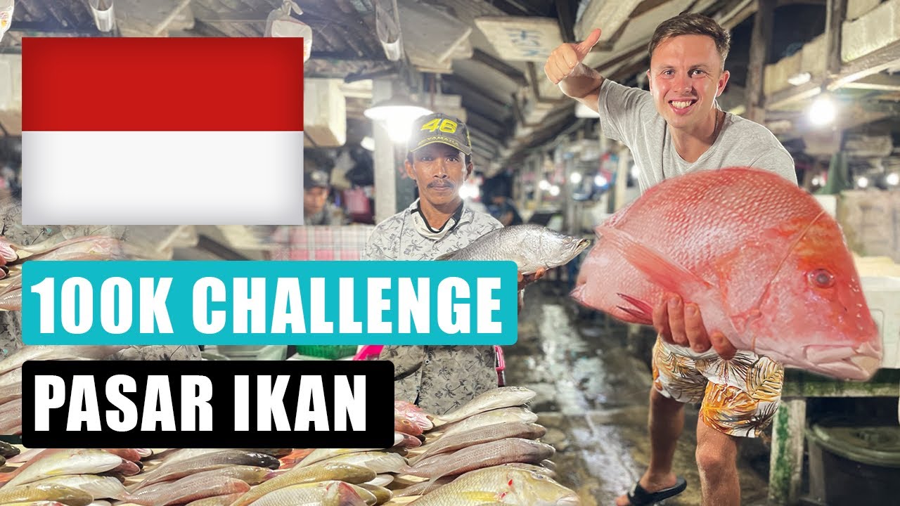 100K Challenge at an Indonesian FISH MARKET 🐟🇮🇩 – What Can $7 Get You?!