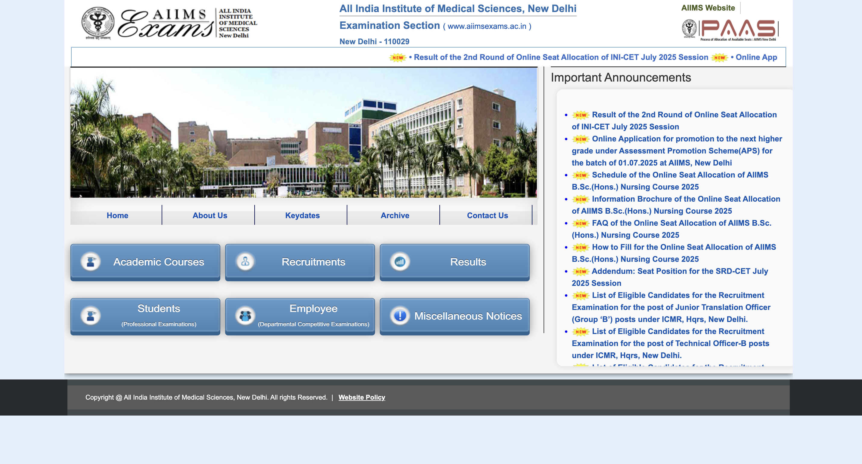 AIIMS INI CET 2025: Round 2 seat allocation results released for July ...
