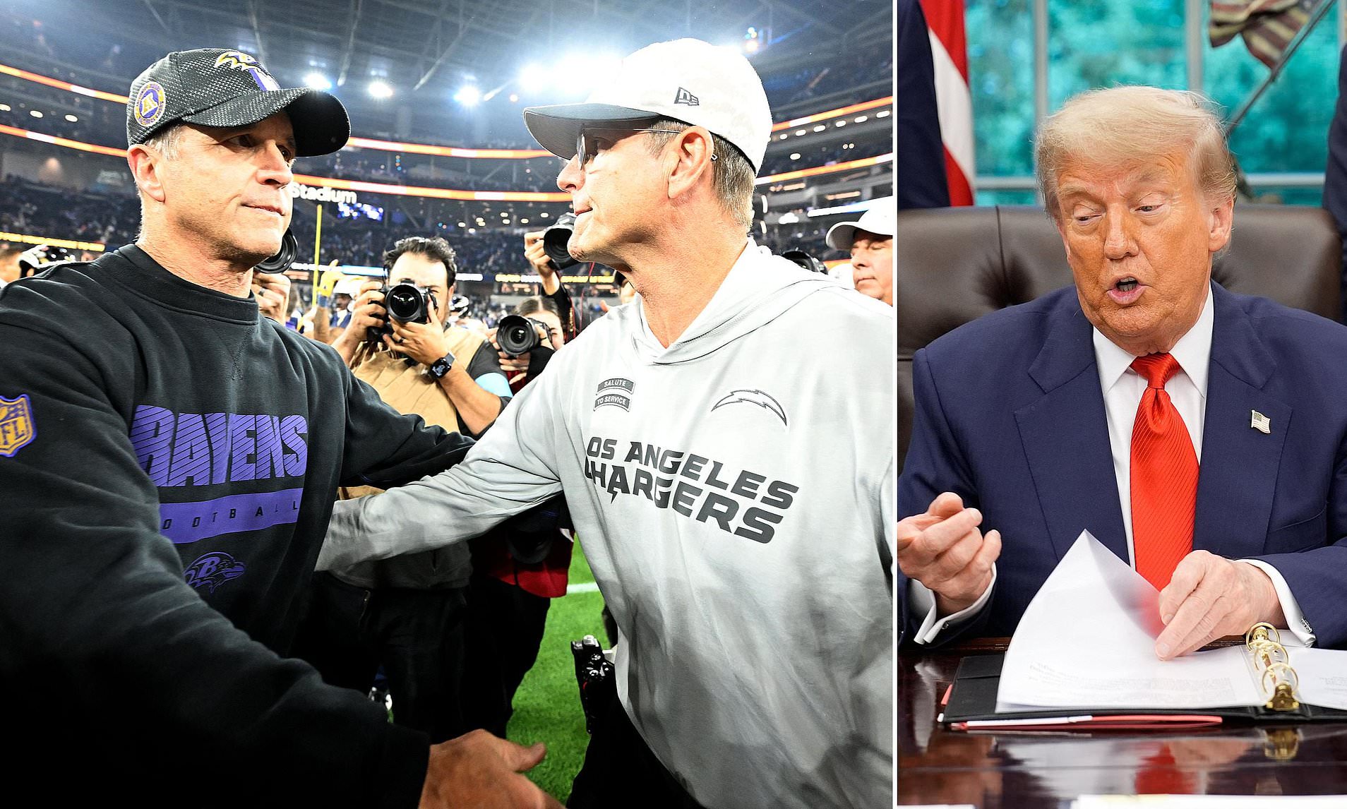 NFL head coaches Jim and John Harbaugh spotted leaving White House ...