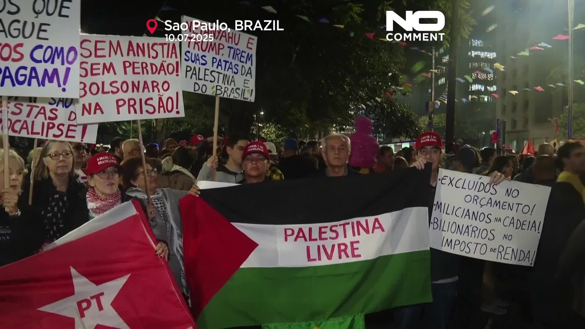 Brazilian demonstrators rally against Trump and urge taxing the rich