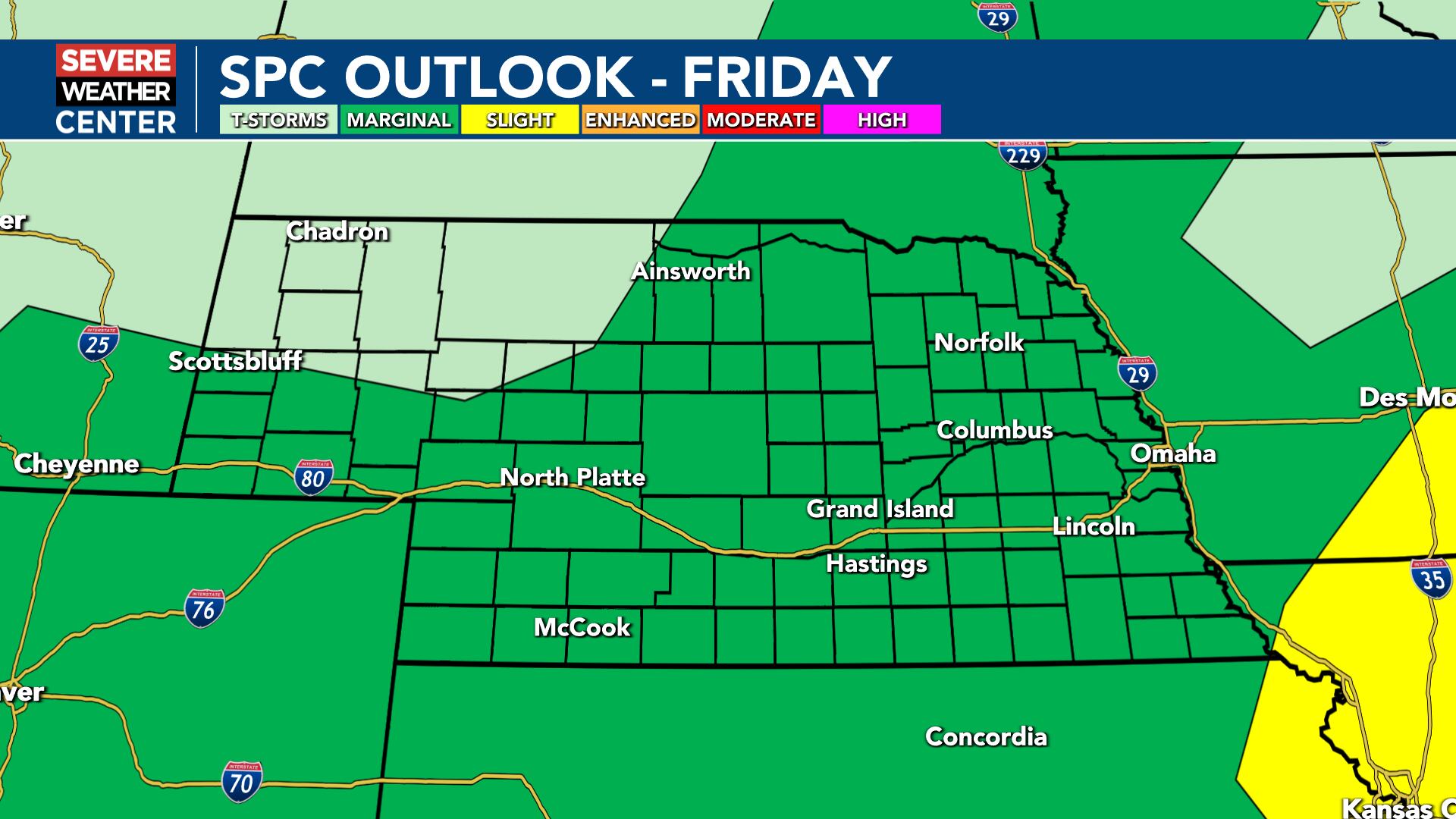 Friday Forecast: Cooler with isolated severe storms possible