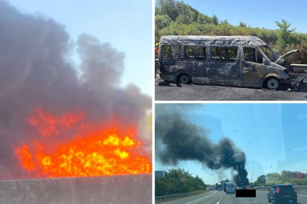 Dramatic pictures show plumes of smoke as 999 crews called to A1 mini ...