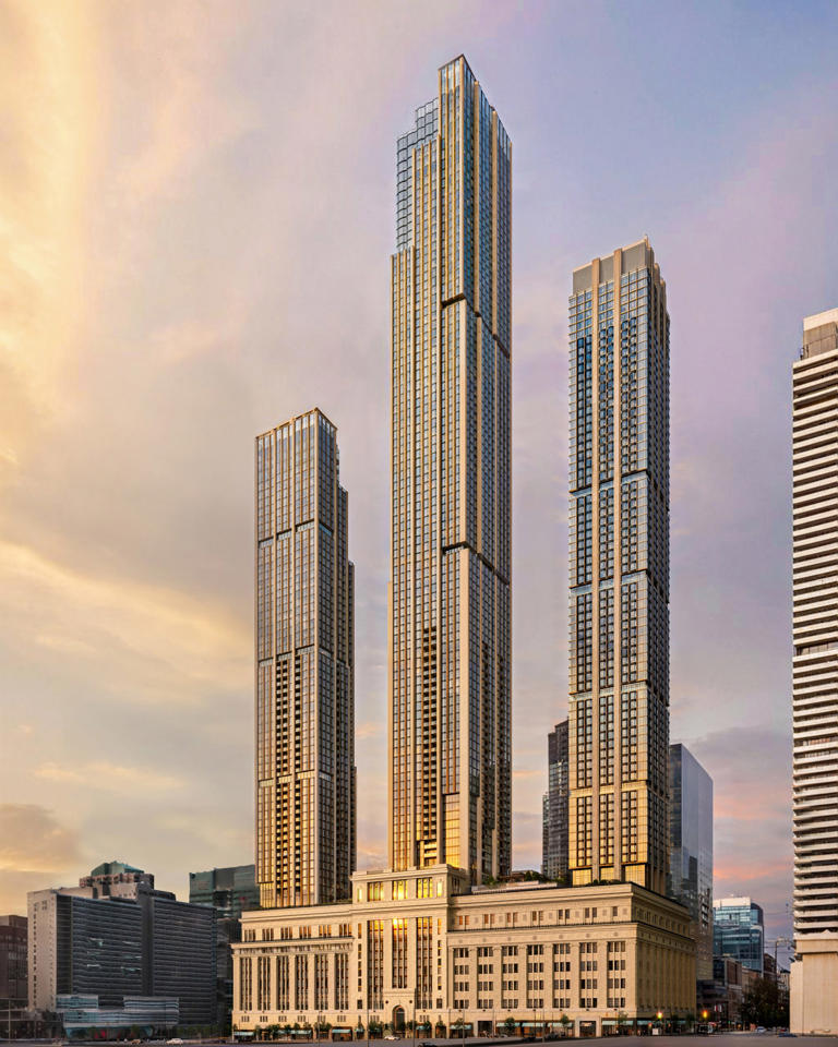 Three skyscrapers proposed on top of heritage art deco building in Toronto