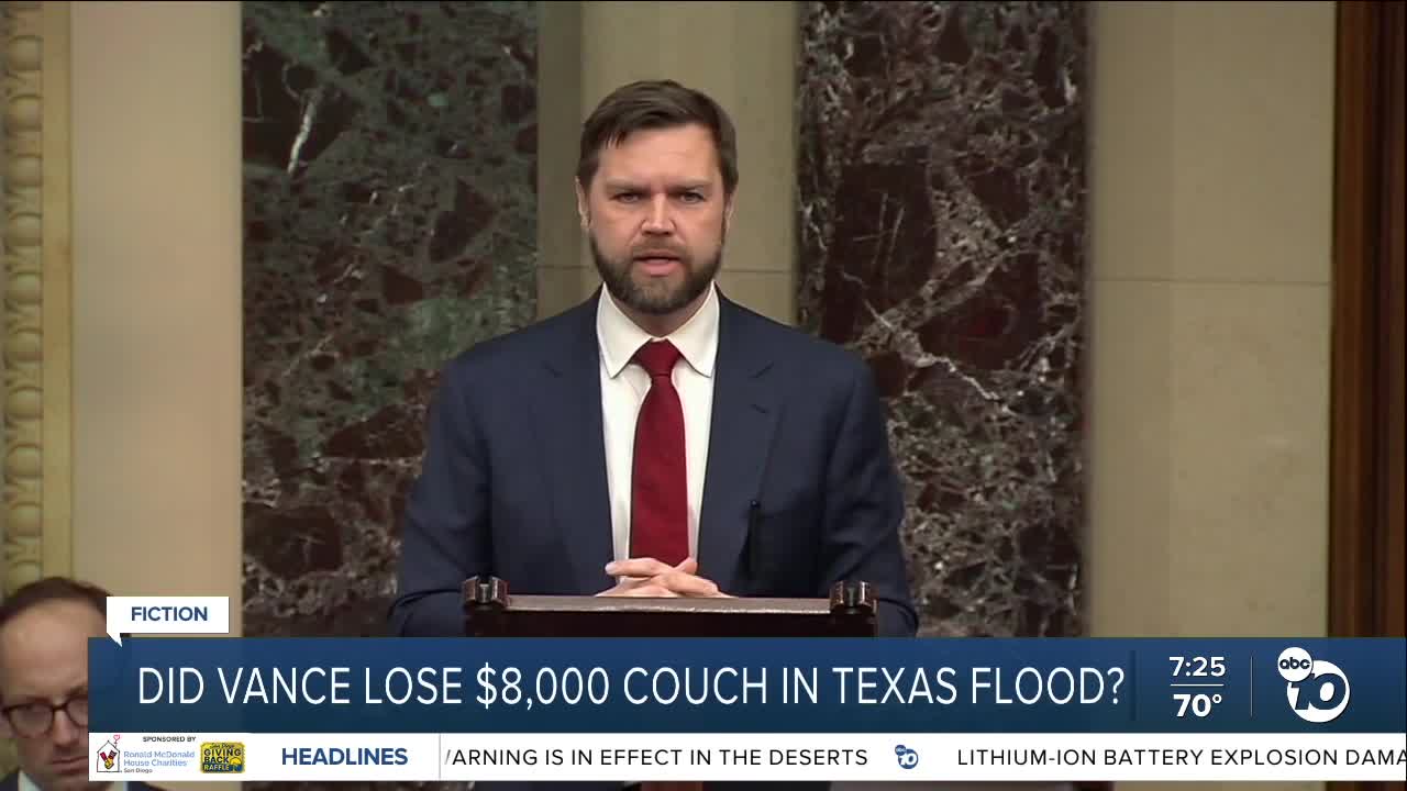 Fact or Fiction: Did JD Vance mourn $8,000 couch lost in Texas flood?