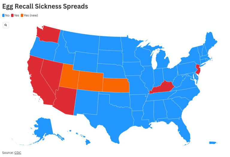 Map shows major US egg recall sickness spreading, death reported