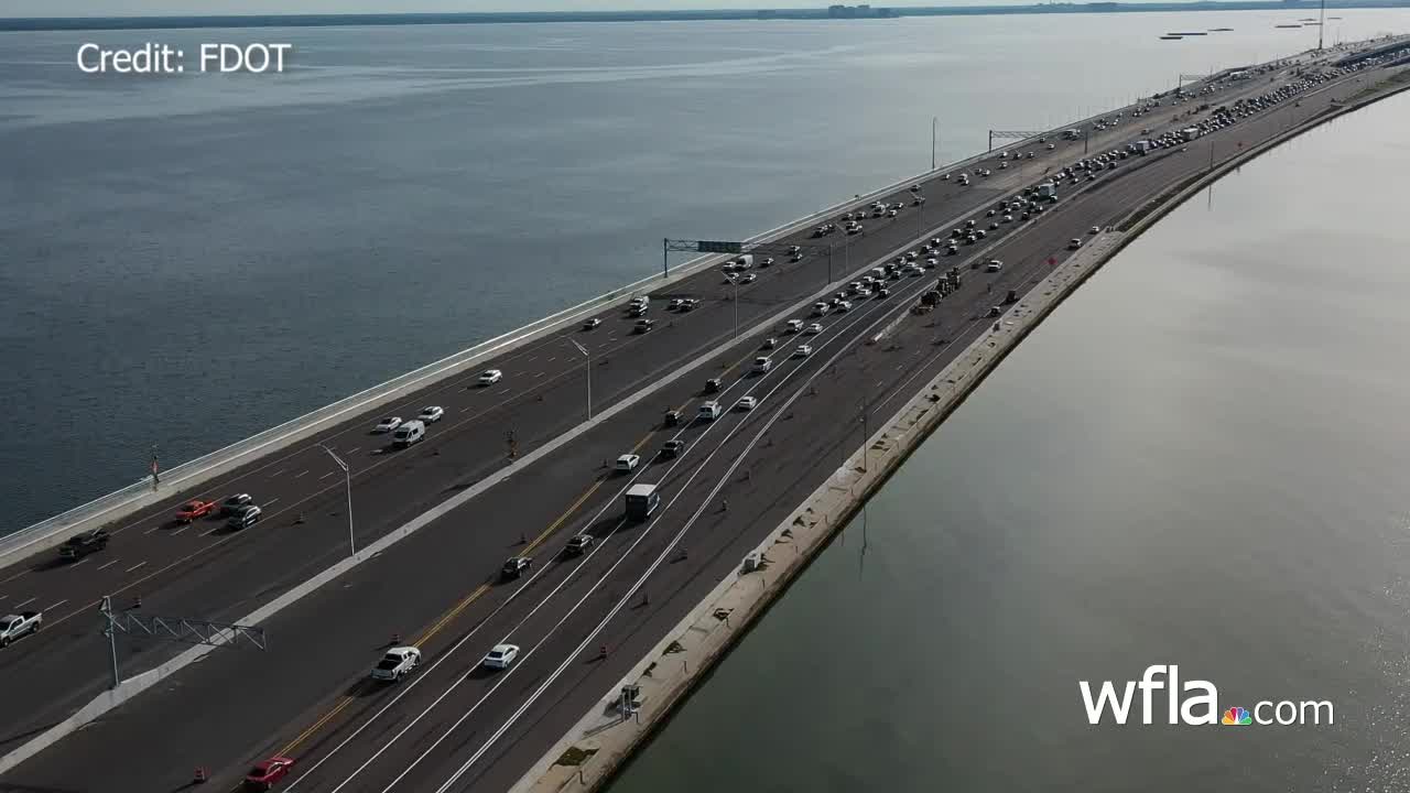 Drone shows new Howard Frankland bridge in 2025