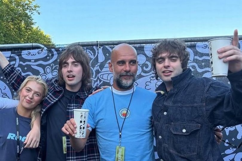 Pep Guardiola snapped with Gallagher kids at Oasis' Heaton Park gig