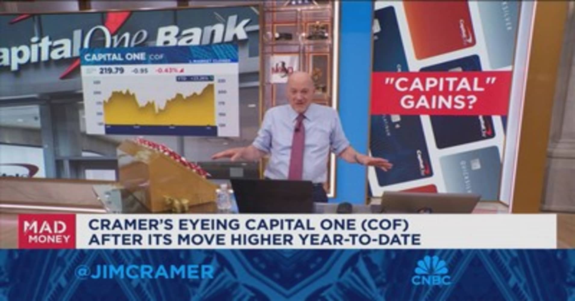 Buying Discover gives Capital One one of the four major payment networks, says Jim Cramer