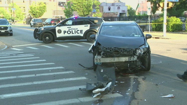 Buffalo Police officer injured in downtown crash, taken to ECMC