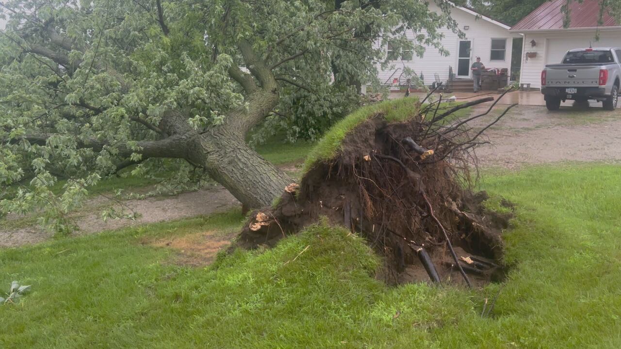 Severe storm damage caused by strong winds in Central City