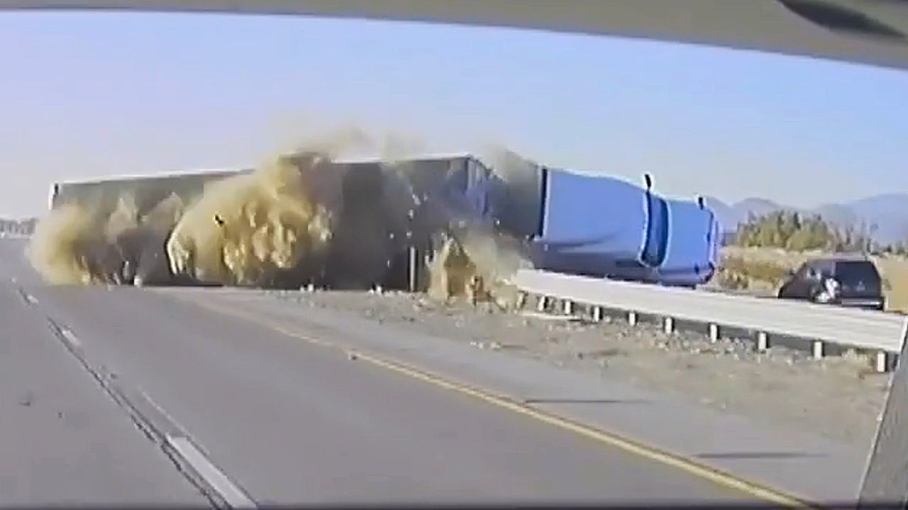 Dashcam captures deadly big rig crash on California freeway