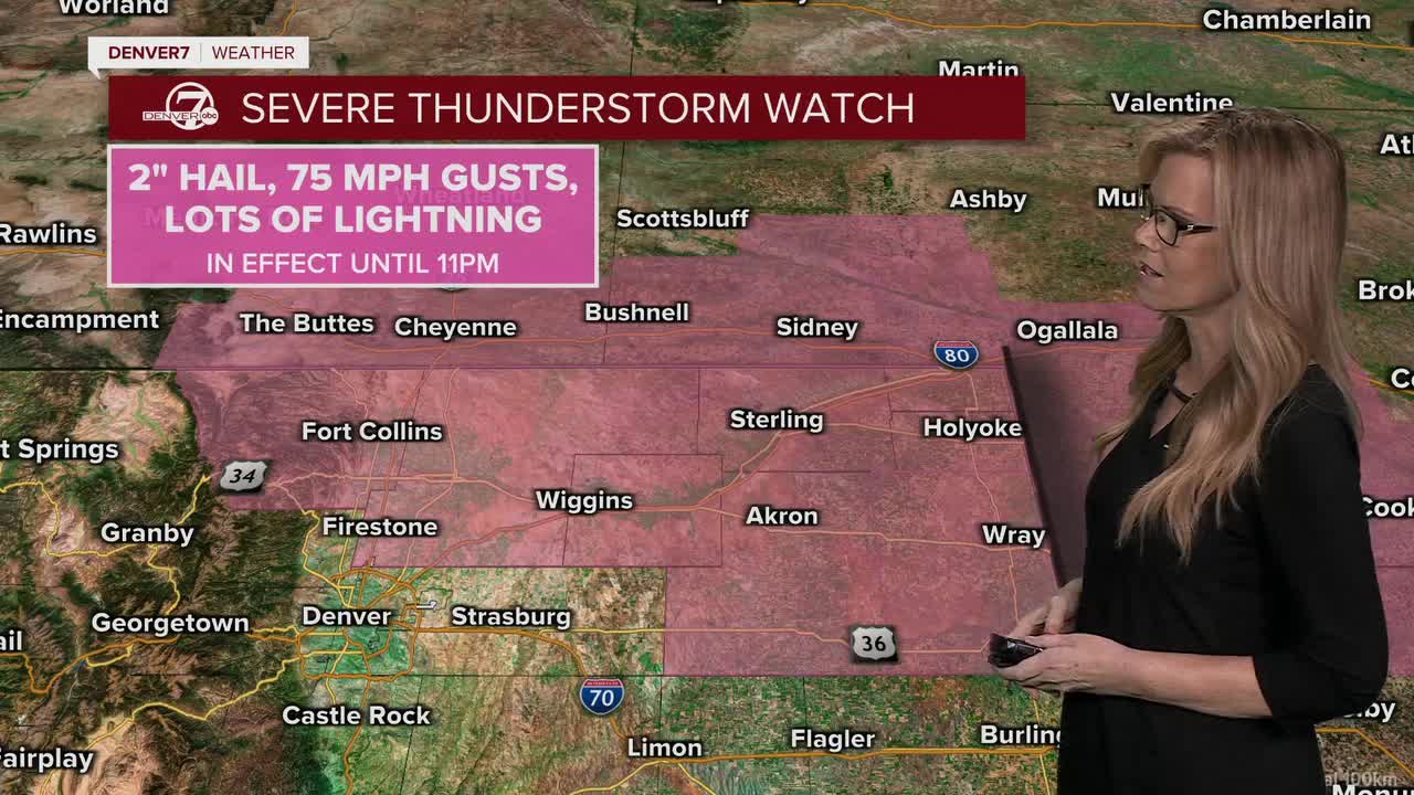 Severe t-storm watch for far northeastern CO