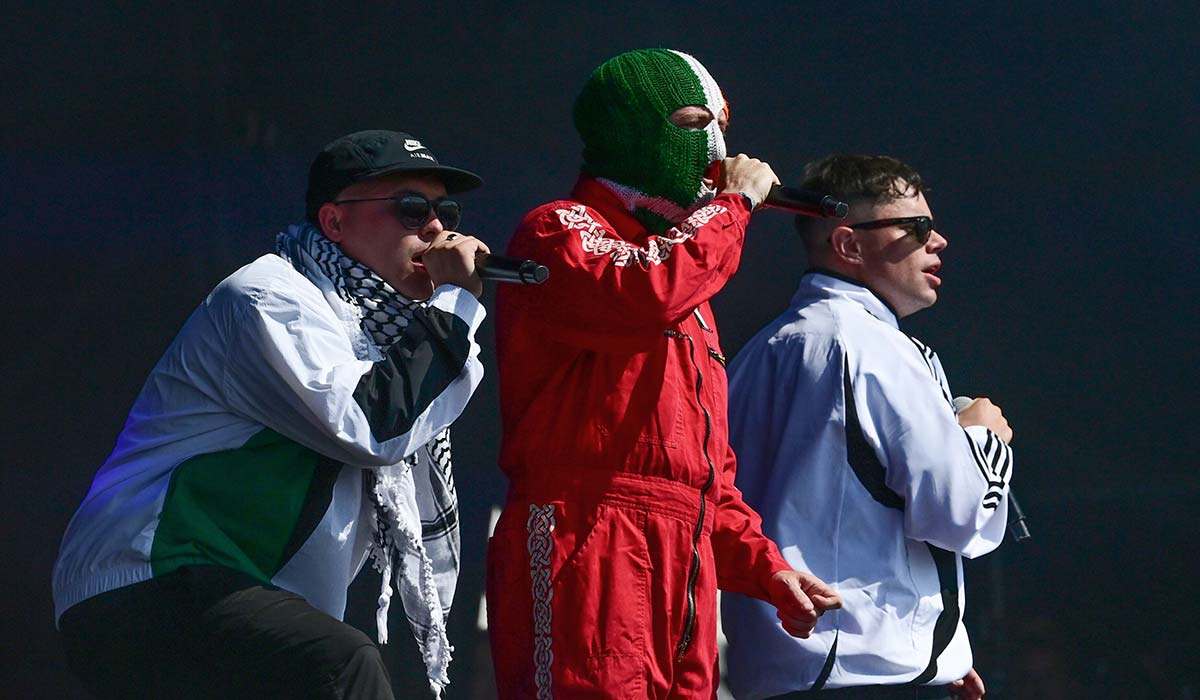 ‘Kill local Kneecap’ poster appears on 12th of July bonfire in North