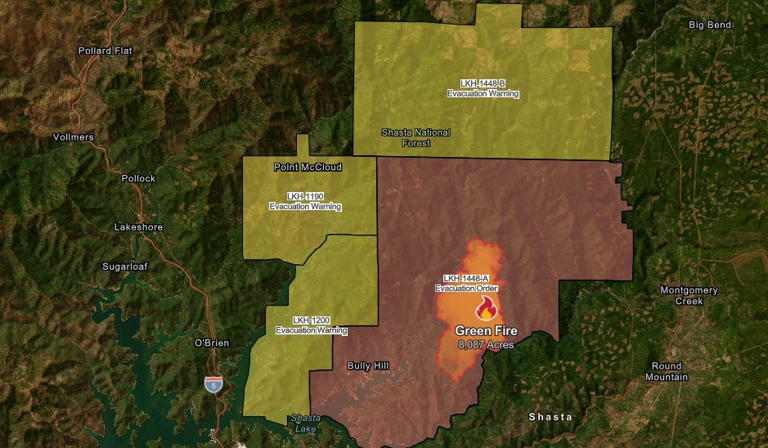 Green Fire spreads to over 8,000 acres, prompts evacuations in Shasta ...