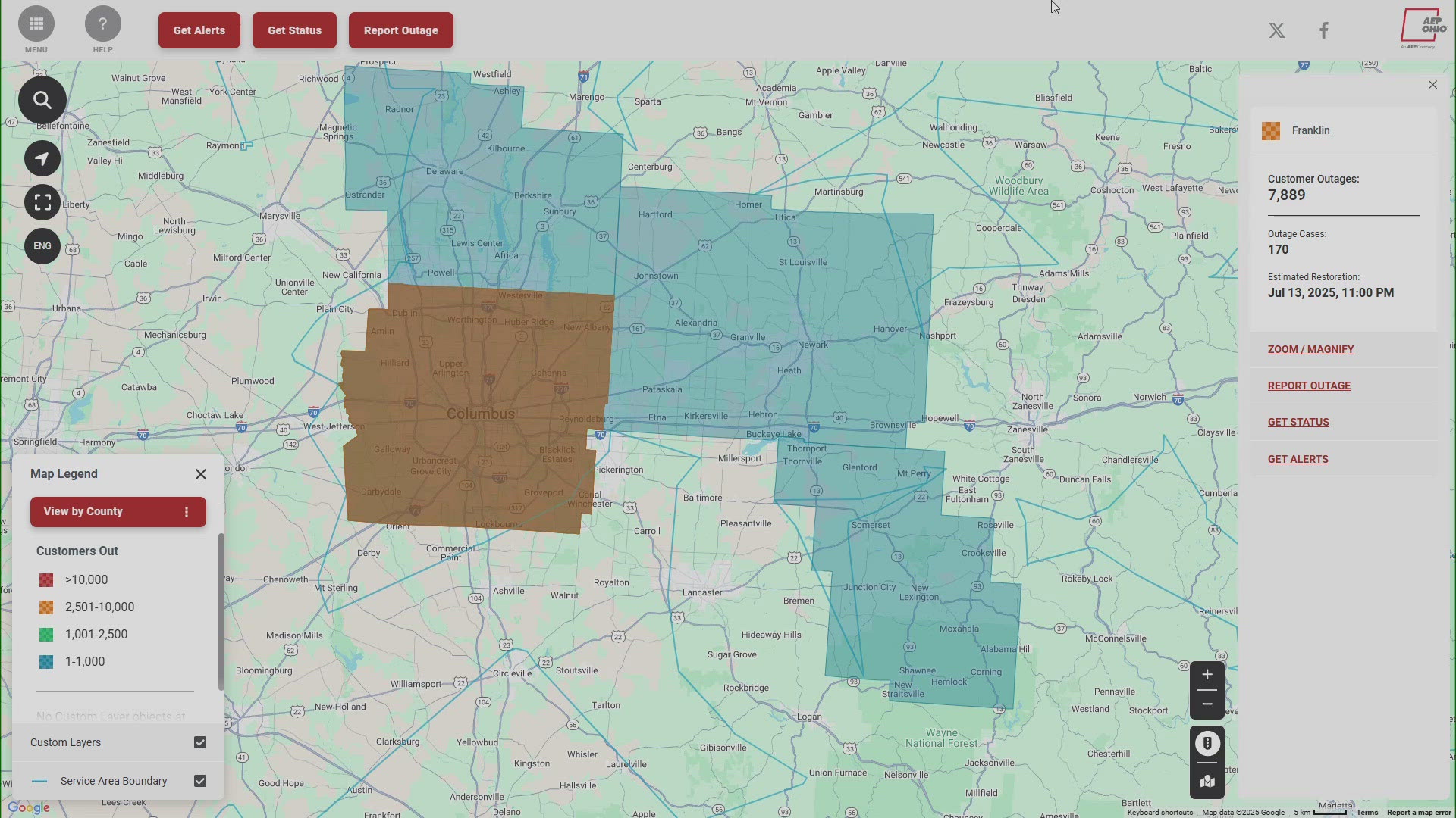 Thousands of AEP Ohio customers without power in Franklin County during ...