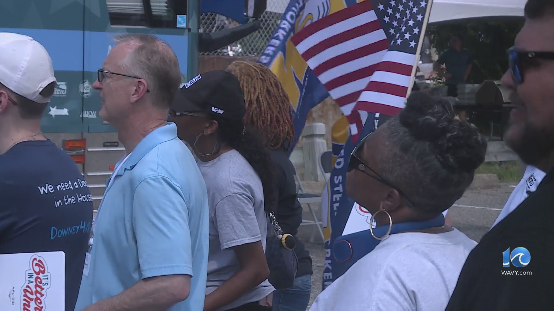 AFL-CIO bus tour protests Trump's labor policies in Newport News