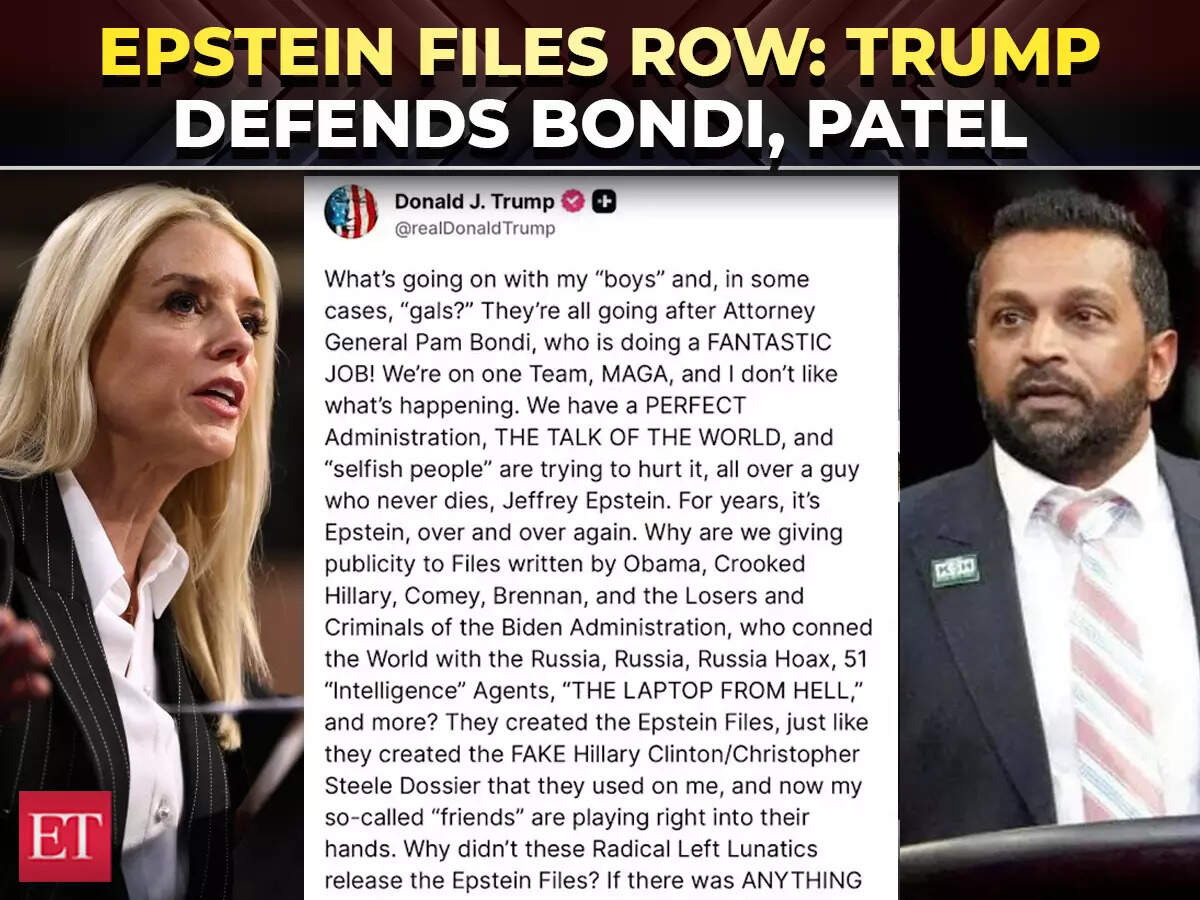 Trump defends Pam Bondi, Kash Patel, blames top Democrats over Epstein ...