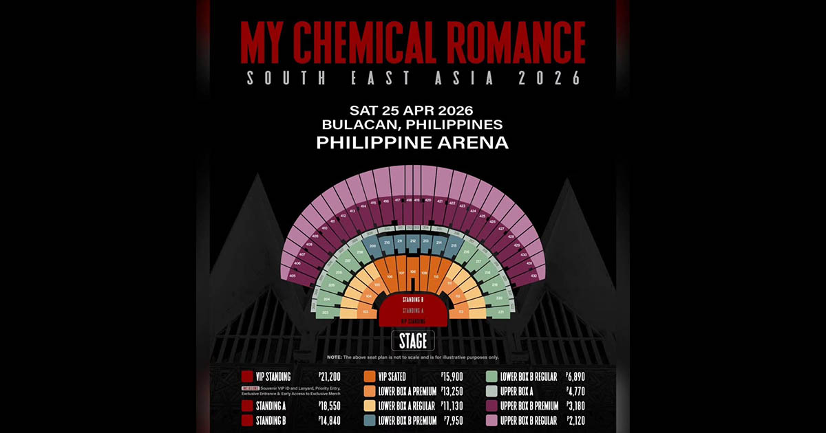 Ticket details, seat plan for My Chemical Romance in Bulacan 2026 are out