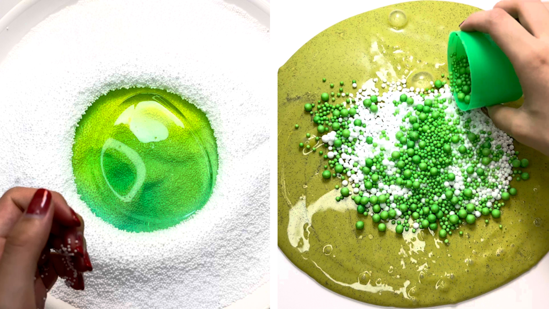 Slime Verde con Bolitas Espumosas 🍀💚 | ASMR Relajante y Satisfactorio