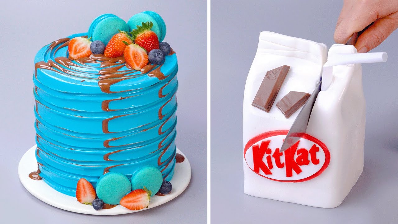 How to Make a Blue Macaron Cake & KitKat Milk Illusion Cake 🍫🍼 ...