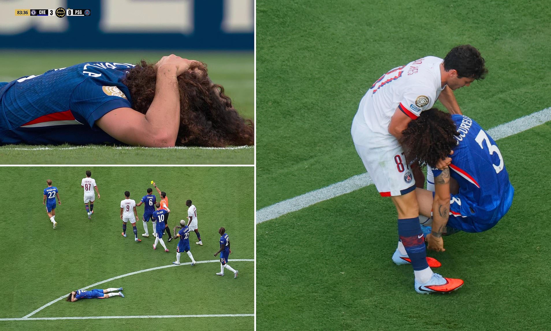 PSG's Joao Neves shown red card for pulling Marc Cucurella's hair as ...