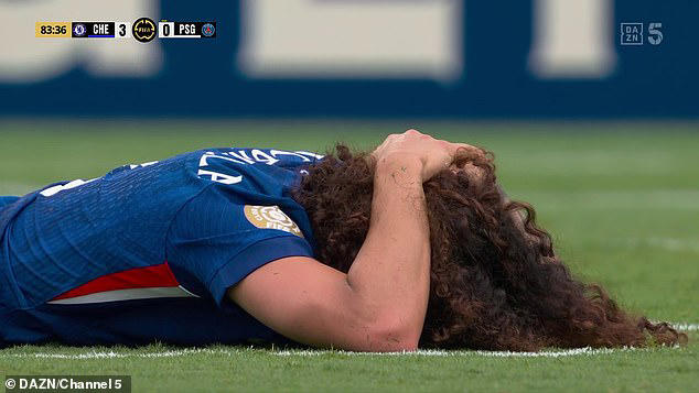 PSG's Joao Neves shown red card for pulling Marc Cucurella's hair as ...