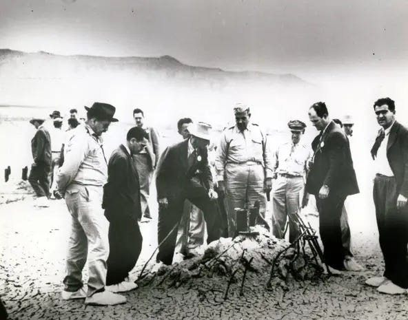 Trinity Site’s first atomic rehearsal blast occurred quietly on May 7, 1945