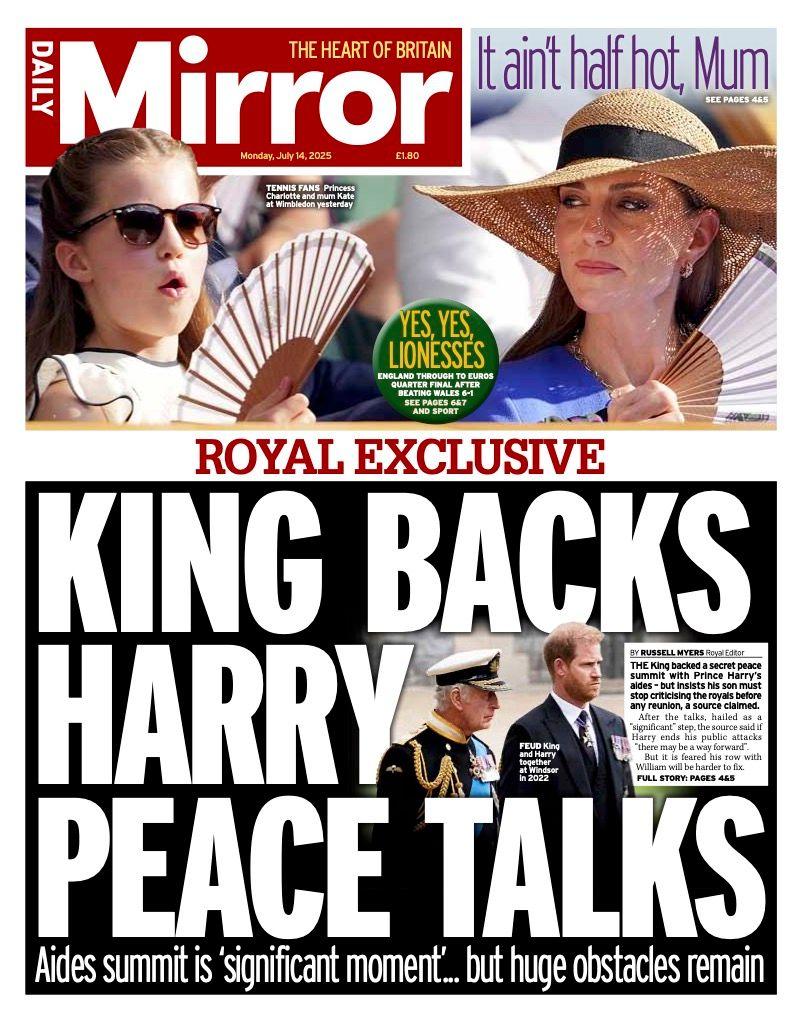 'Royal peace talks' and 'Sinner takes it all'