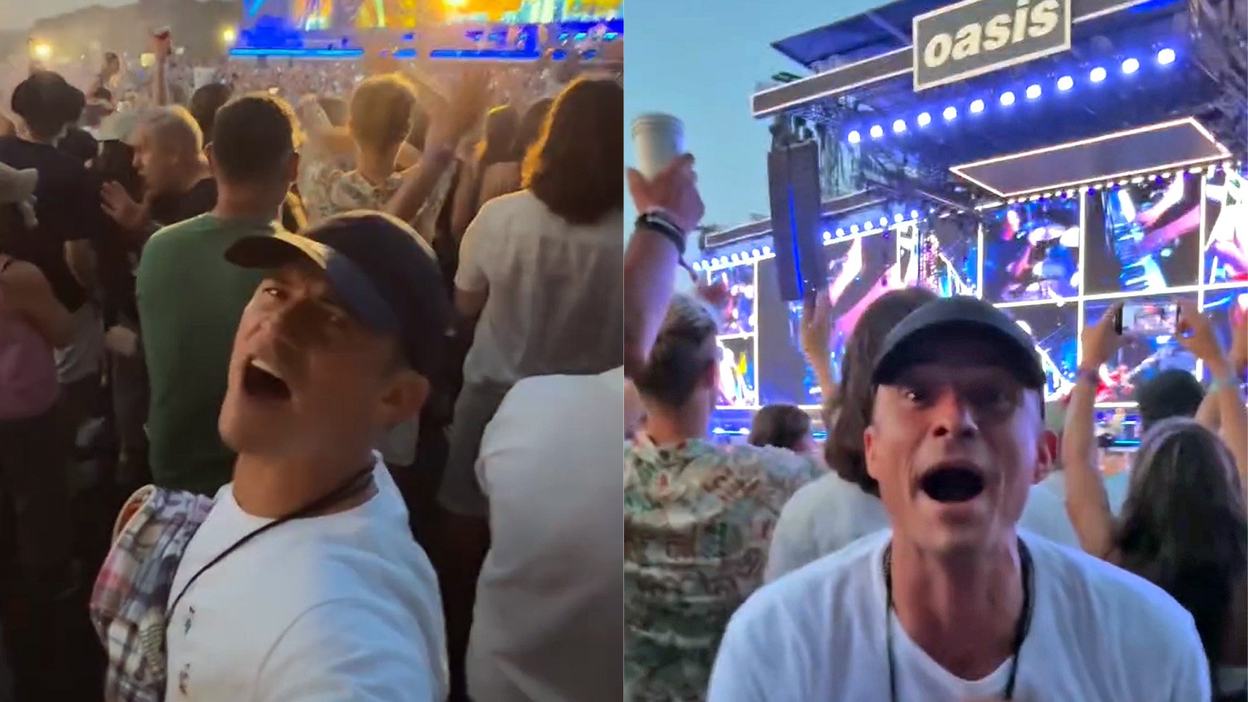 Orlando Bloom sings his heart out at Oasis reunion gig