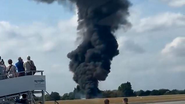 Plumes of black smoke seen billowing from runway at Southend Airport
