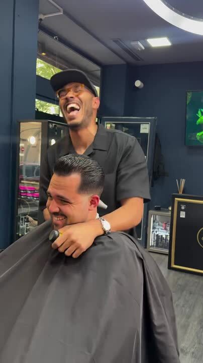 Playful Barber Pranks Clients With Hair Dryer