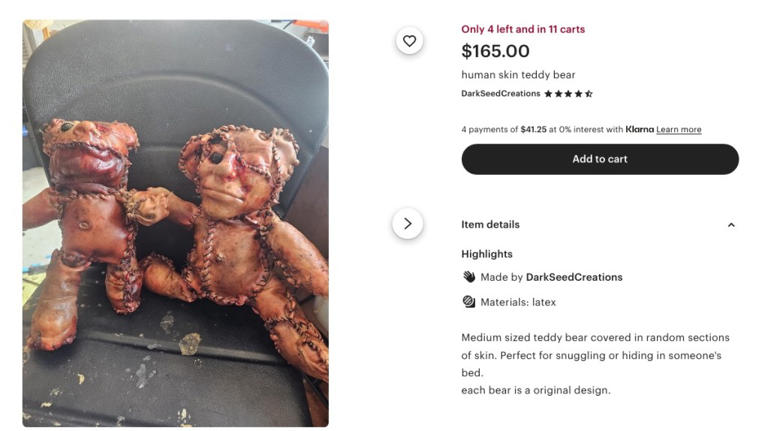 Teddy bear purportedly wrapped in human skin left on California ...