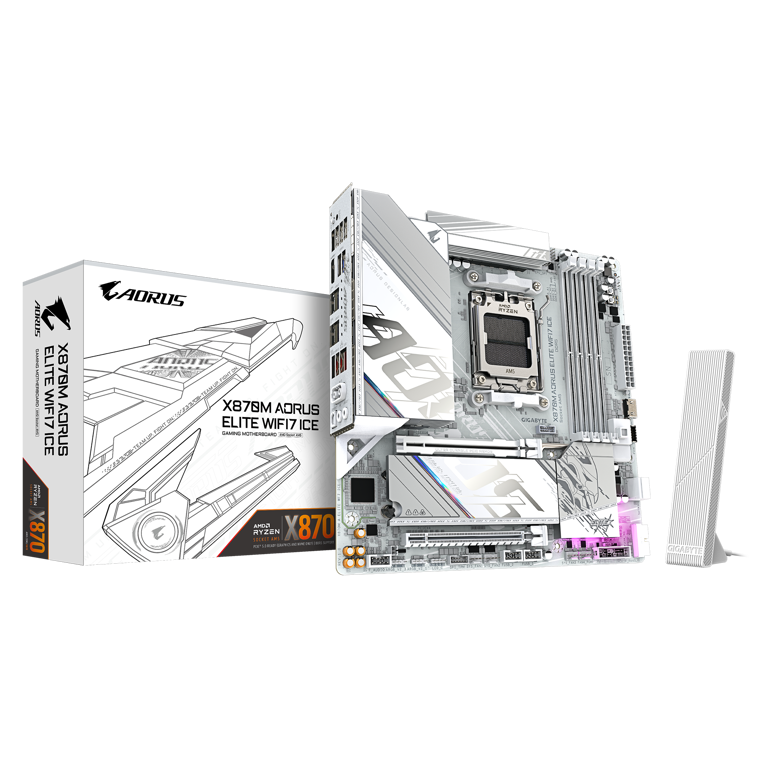 GIGABYTEから純白のMicroATXマザーボード「X870M AORUS ELITE WIFI7 ICE」が7月18日発売！AMD X870チップセット搭載