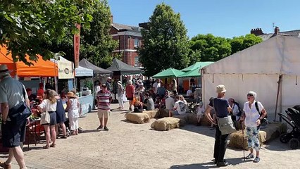 People enjoying the festival in Crediton Town Square (Will Goddard ...