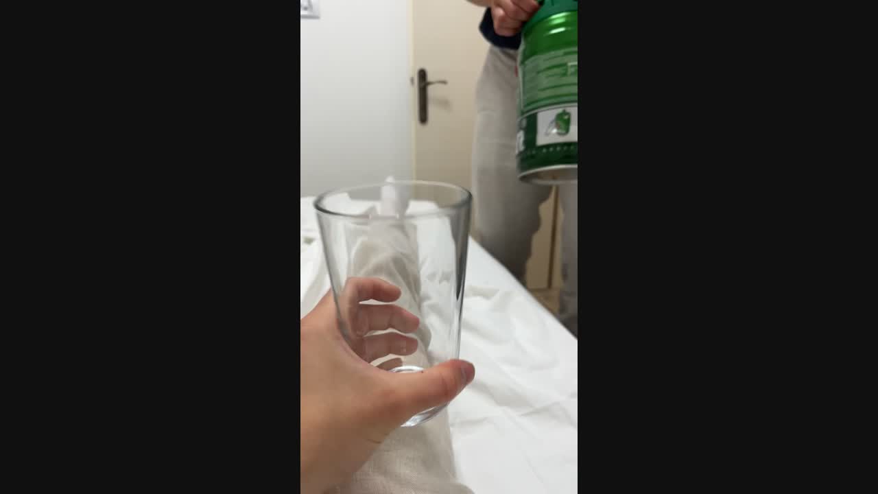 Beer pouring fail soaks bed in Split, Croatia